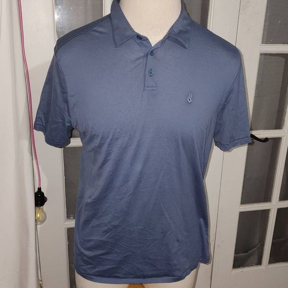 John Varvatos | Shirts | Johnvarvatos Usa Mens Blue Peace Sign Polo ...